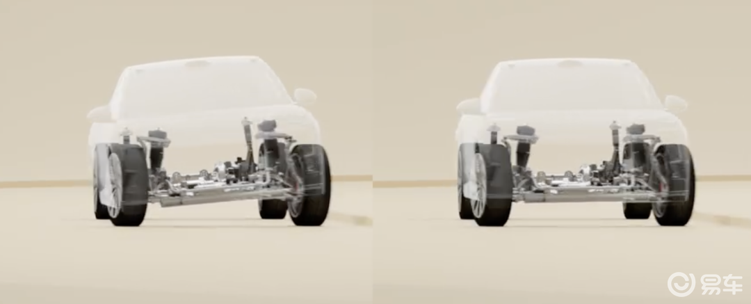 蔚来ET9就是通过非集成式主动悬架独立控制四个轮胎避震的高低_易车