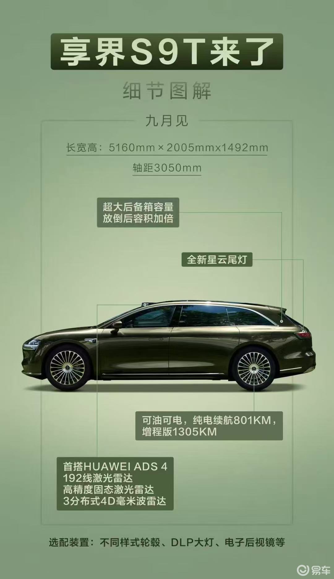 华为途灵平台、猎装版造型 享界S9T将于9月15日上市_易车