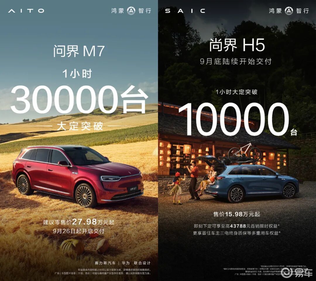 问界M7上探，尚界H5下放，鸿蒙智行给市场一点“震撼”_易车