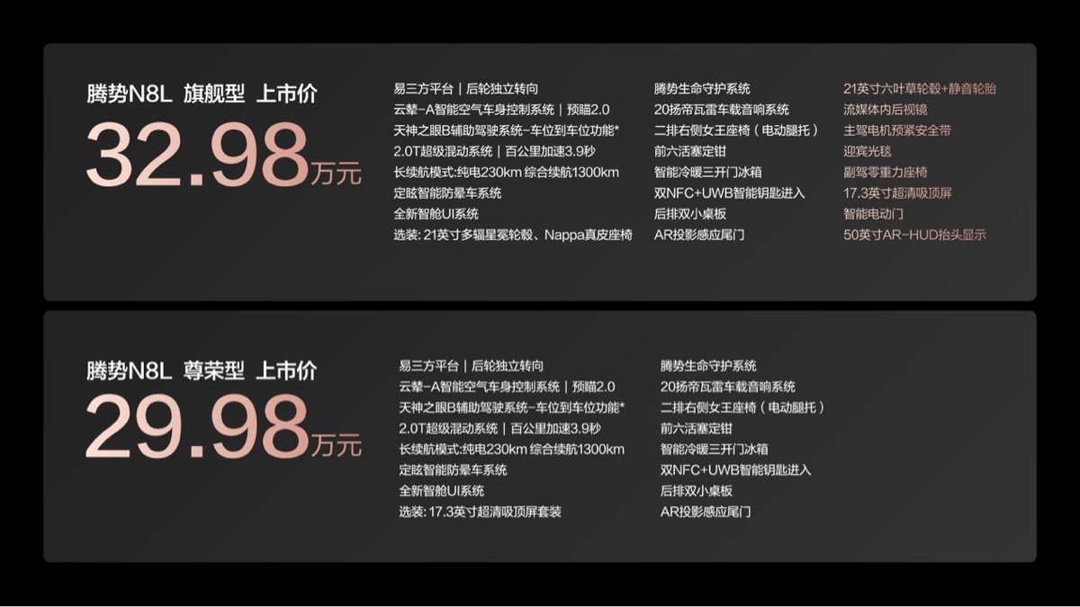 豪华大六座SUV 腾势N8L正式上市：29.98万元起_易车