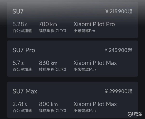 小米SU7正式上市可赠送NAPPA真皮座椅、4.6L车载智能冰箱_易车
