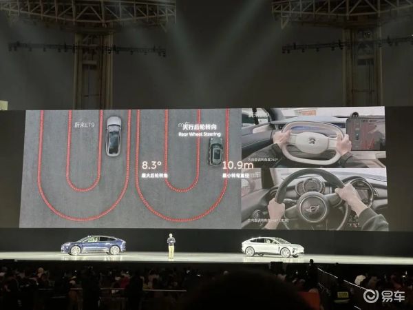 蔚来ET9ET9 的线控转向转向比可以随速在 14:1 到 6:_易车