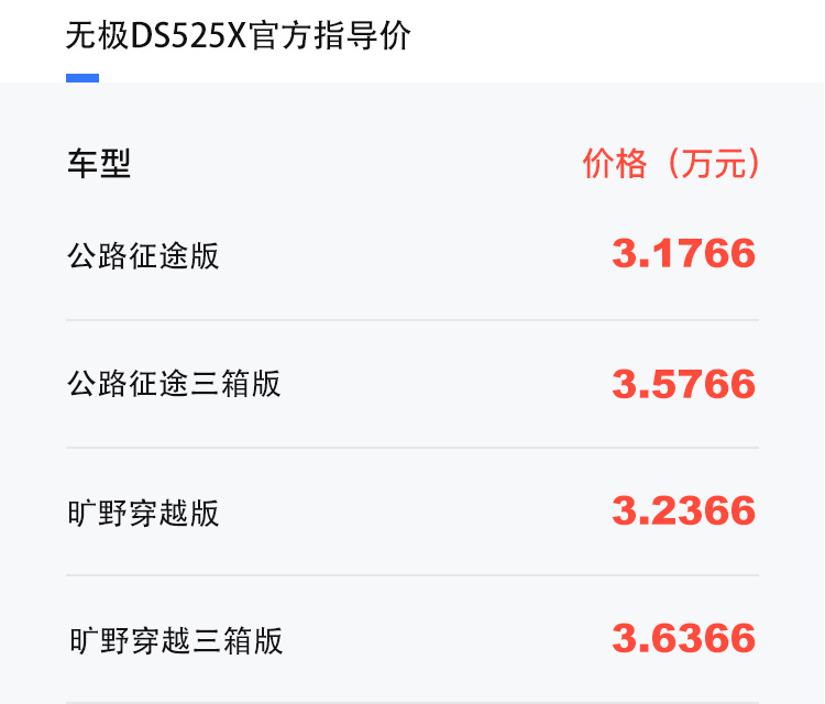 新款无极CU525&DS525X上市 售2.6666万起_易车