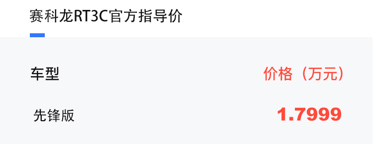 新款赛科龙RT3正式上市 售价1.7999万元起_易车