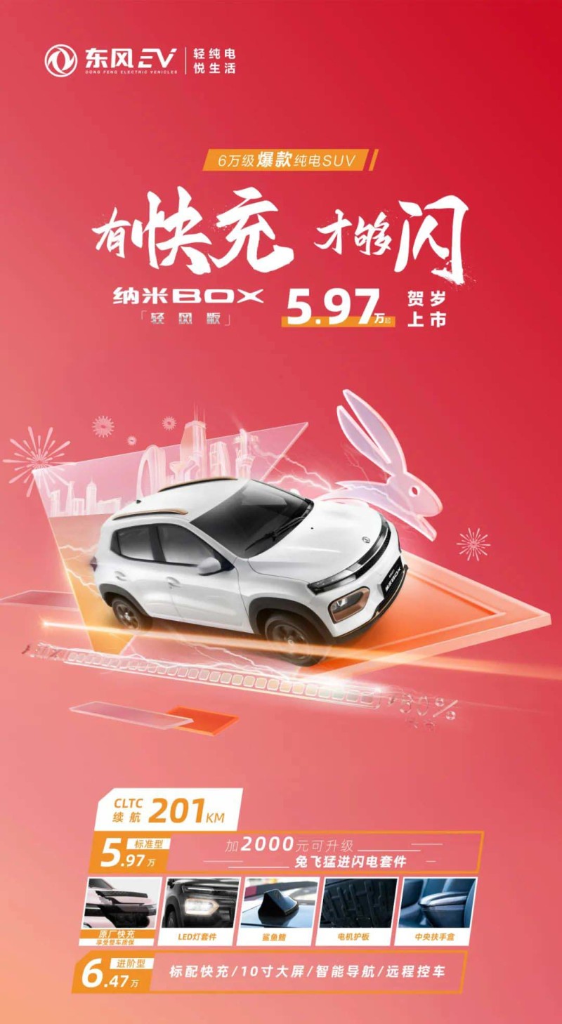 纳米BOX轻风版上市 售5.97万元起/续航201km_易车
